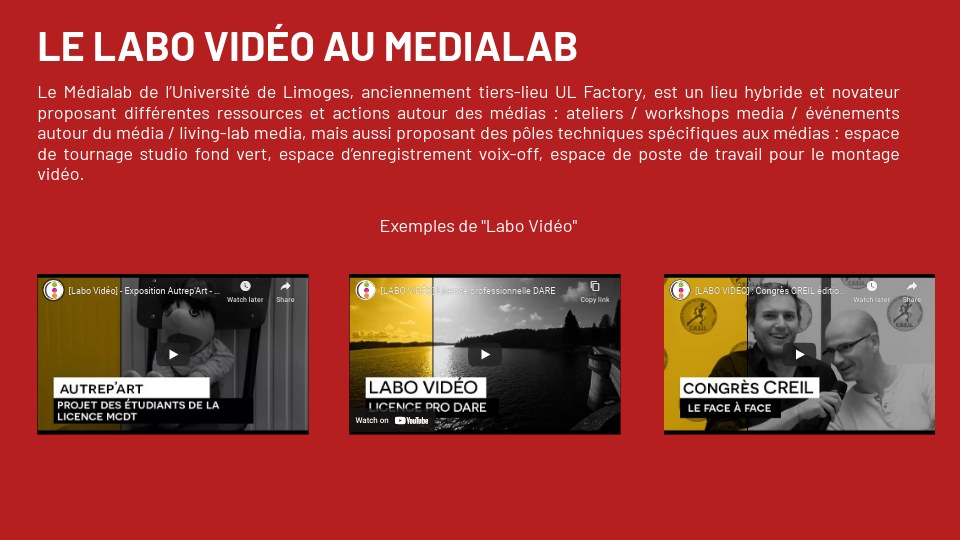 LE LABO VIDEO AU MEDIALAB | Genially