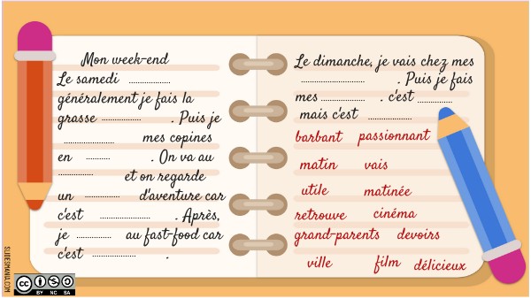 Gap fill Mon week-end | Genially