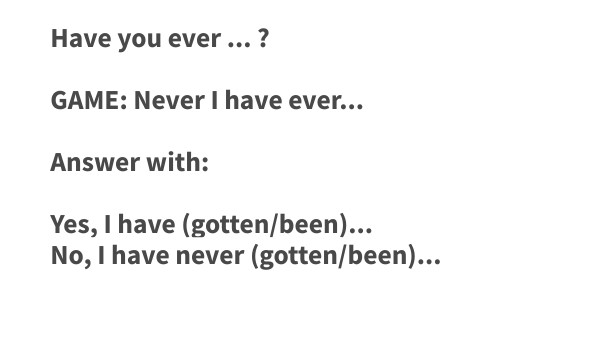 Have you ever ? Never have I ever game | Genially