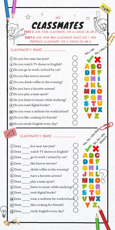 Book1 - Unit 3B - Classmate Questions | Genially