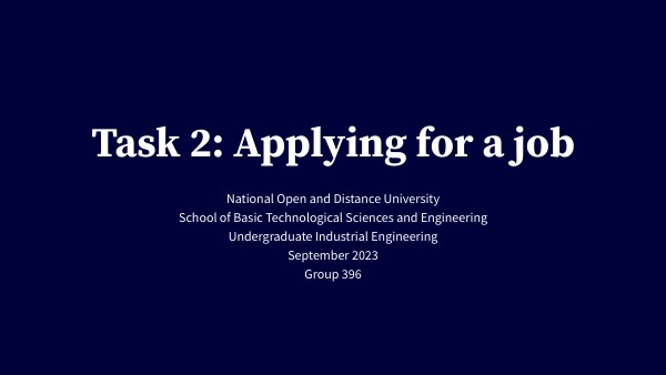 Task 2: Applying for a job | Genially