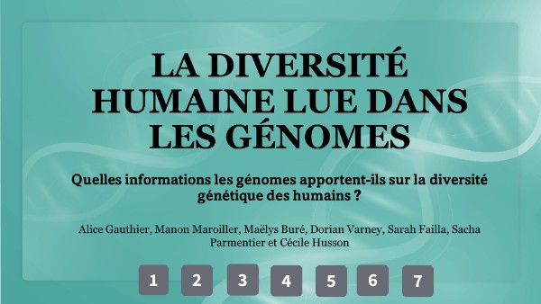 LA DIVERSITÉ HUMAINE LUE DANS LES GÉNOMES
