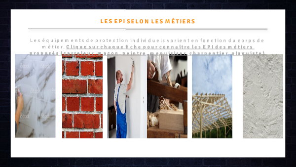 Fiche: Les EPI dans le BTP (présentation par métiers) | Genially