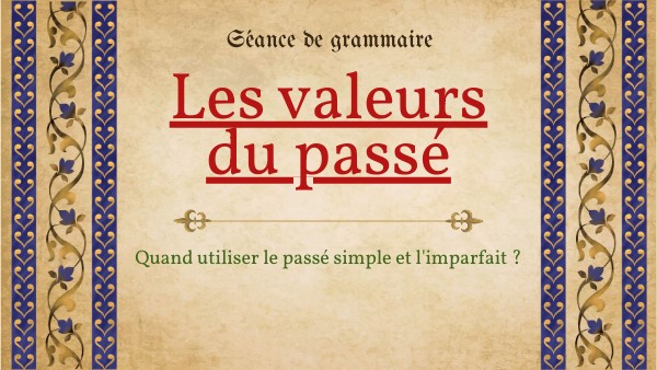 LES VALEURS DU PASSE SIMPLE/IMPARFAIT | Genially