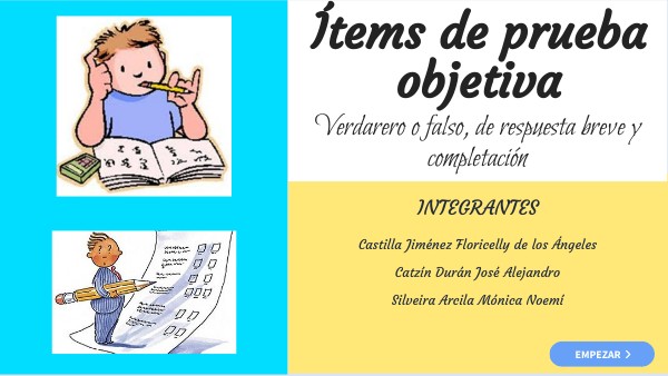 ITEMS DE PRUEBA OBJETIVA | Genially