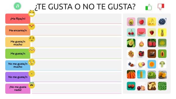 Gustos fruta y verdura | Genially