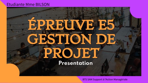 Préparation projet 1 EPPREVE E5 salim | Genially