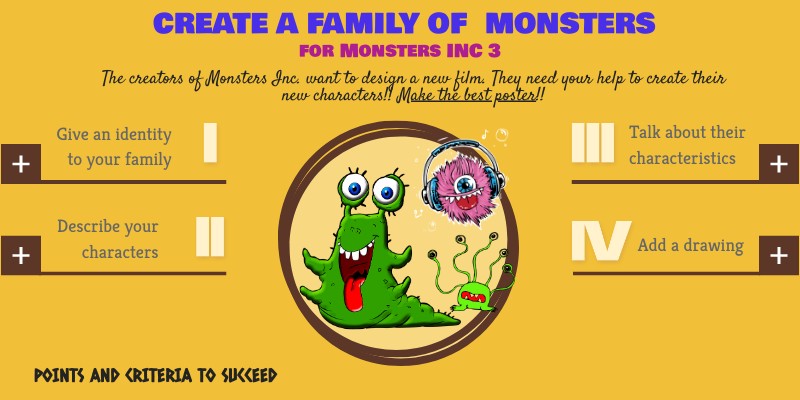 Poster: create a family of monsters | Genially