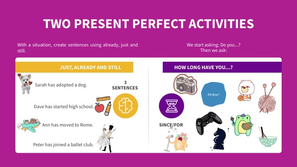 Two present perfect activities