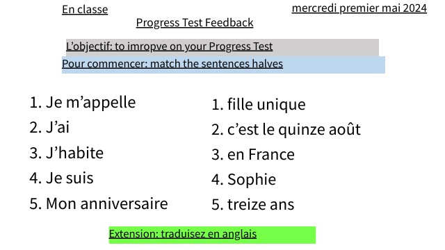 Prog Test Feedback lesson