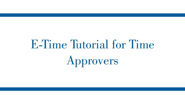 Time Approver Introduction