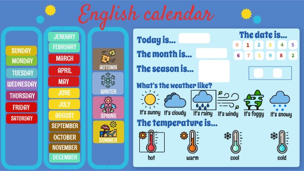 English calendar | Genially