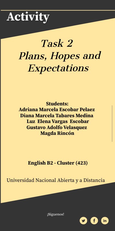 Task 2 - Plans, Hopes and Expectations | Genially