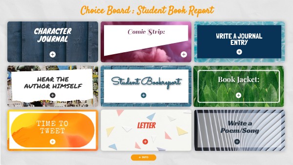 Choice Board : Student Book Report | Genially