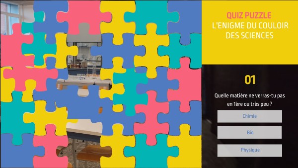 Enigme du couloir des sciences | Genially