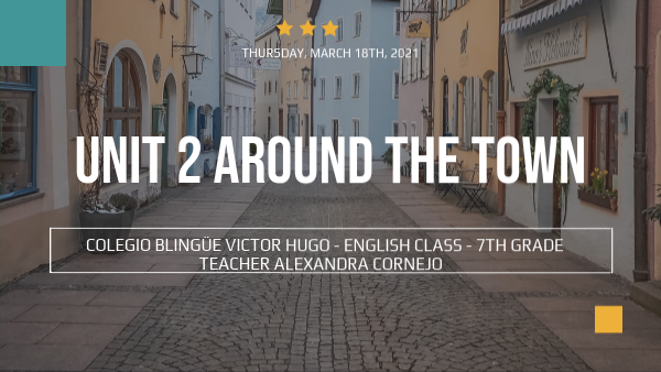 CLASS 1 - UNIT 2 AROUND THE TOWN - 7TH GRADE | Genially