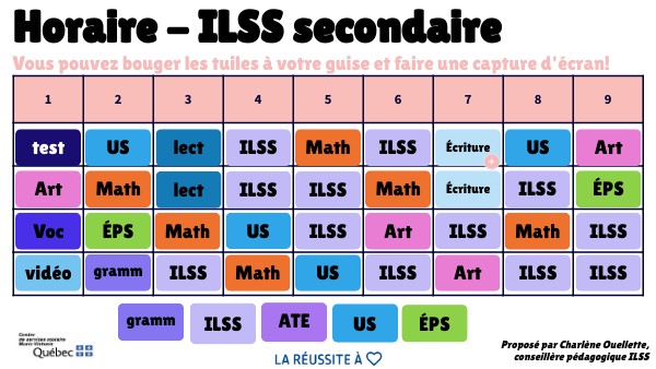Prototype d'horaire ILSS secondaire