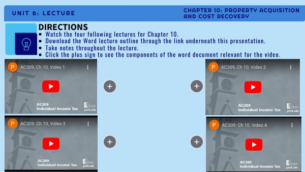 AC309: Unit 6: Lecture; Chapter 10