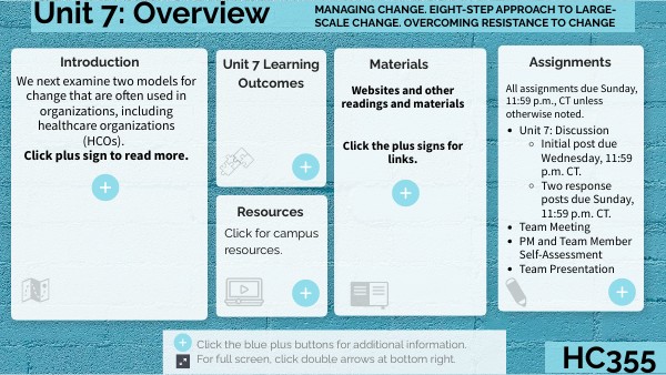 HC355 Unit 7: Overview