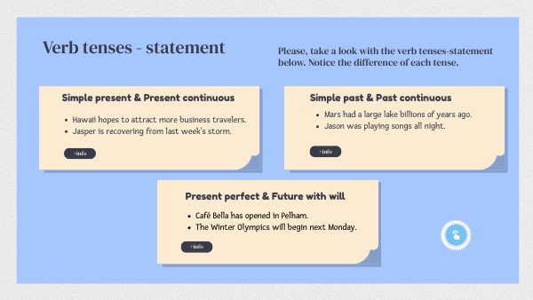 Verb tense statement