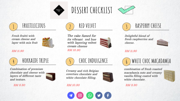 dessert checklist | Genially