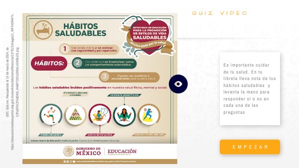 QUIZ VÍDEO Hábitos saludables | Genially