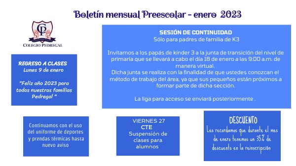 Boletín Preescolar enero 2023 | Genially