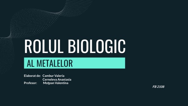 Rolul metalelor | Genially