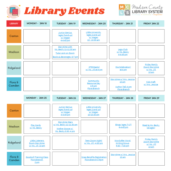 MCLS Events - January 2021