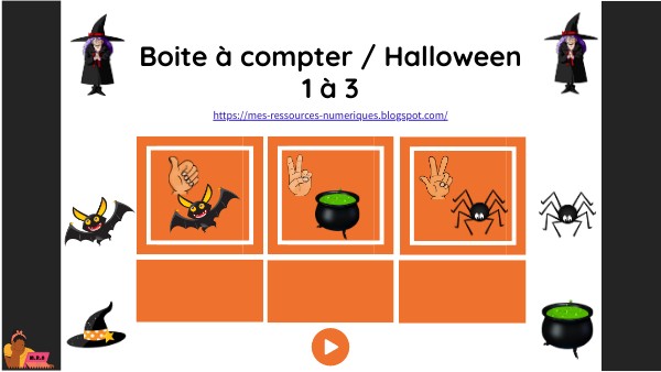 Boite à compter - halloween - 1 à 3 | Genially