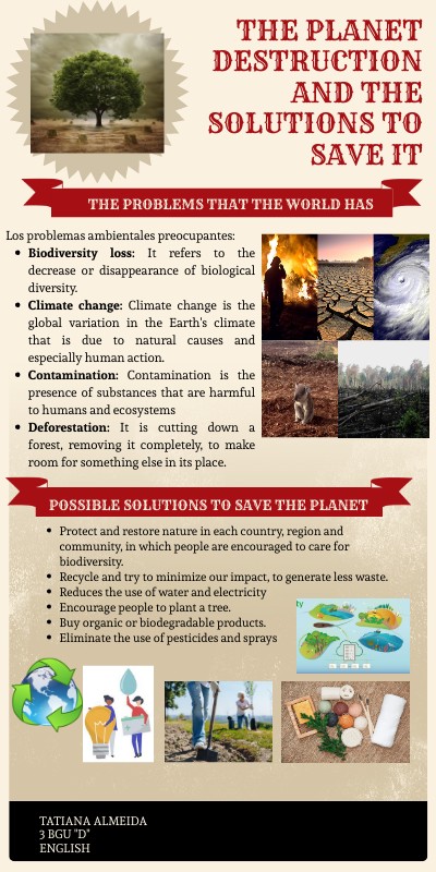 THE PLANET DESTRUCTION AND THE SOLUTIONS TO SAVE IT