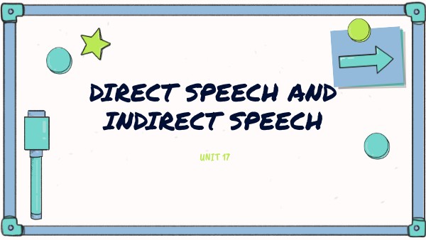ENGLISH II. UNIT 17 DIRECT AND INDIRECT SPEECH