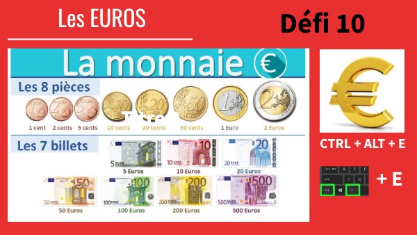 Défi 10 : les euros (billets et pièces) | Genially