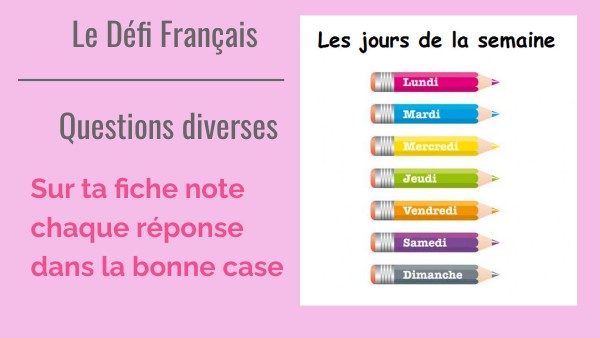 Défi 1 : Questions diverses