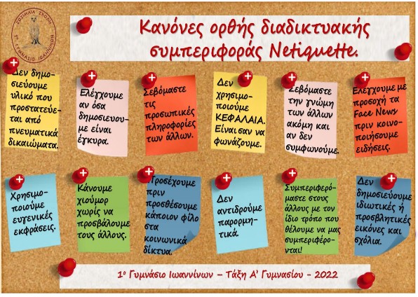 Κανόνες ορθής συμπεριφορας στο διαδίκτυο - 1ο Γυμνάσιο ιωαννίνων | Genially