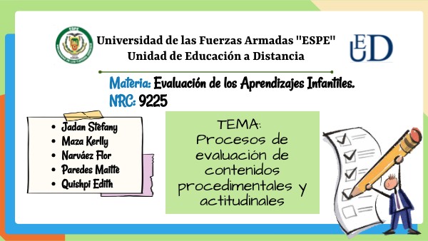 Procesos de evaluación de contenidos procedimentales y actitudinales | Genially