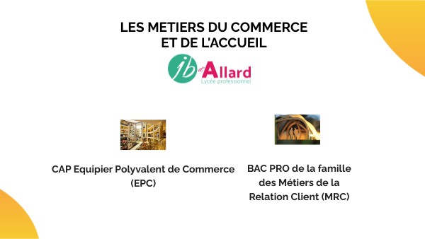 METIERS DU COMMERCE ET DE L'ACCUEIL | Genially