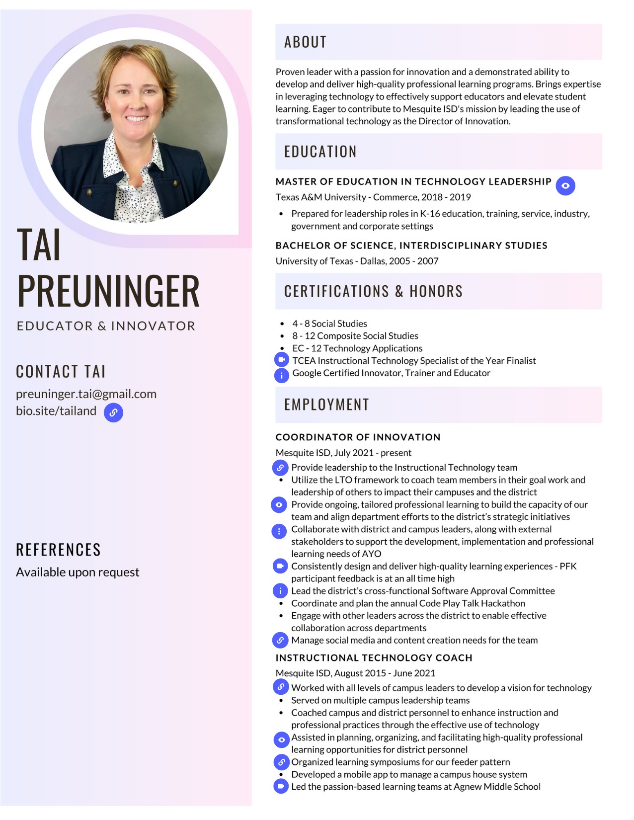 Tai Preuninger Interactive Resume