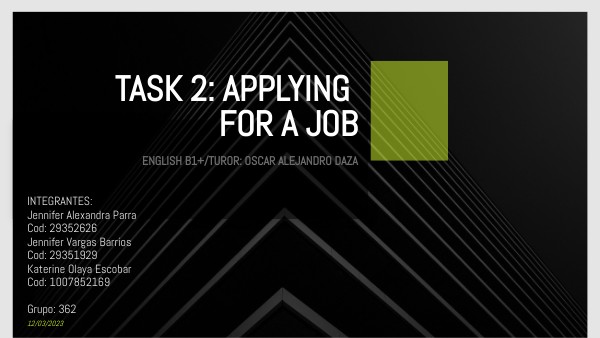 Unit 1 - Task 2 - Applying for a JobForo / 362 | Genially