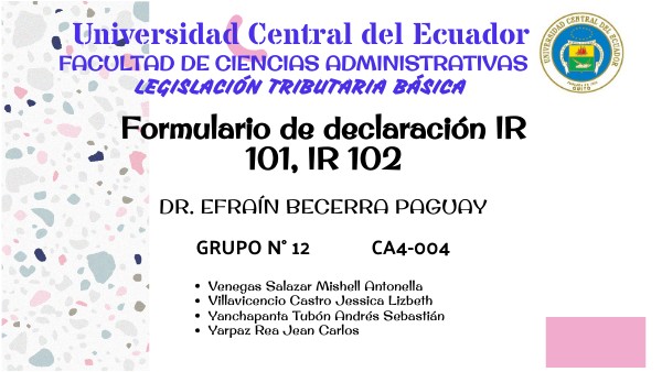 Formularios IR 101, 102