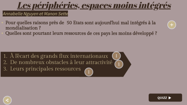 les périphéries, espaces moins intégrés