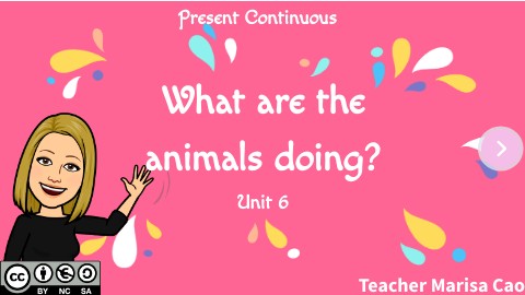 What are the animals doing? - Present Continuous | Genially