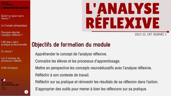 Formation analyse reflexive | Genially