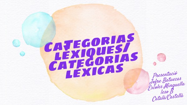 Presentació categorias lèxicas | Genially