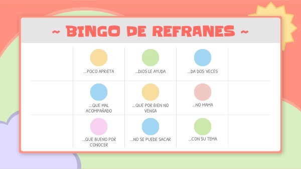 BINGO DE REFRANES | Genially