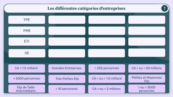 Les différentes catégories d'entreprises