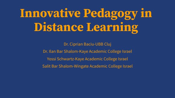 Innovative Pedagogy of Distance Learning