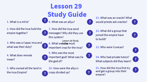 Lesson 29 Study Guide