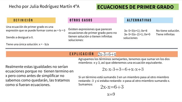ECUACIONES DE PRIMER GRADO | Genially