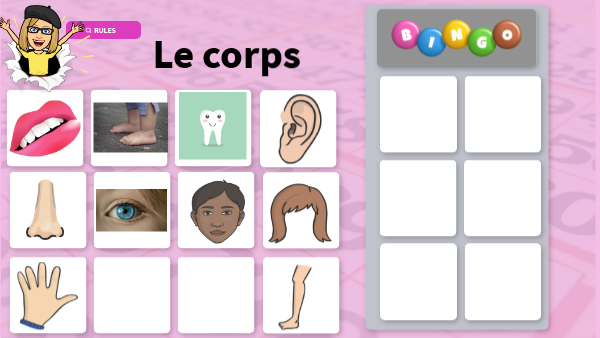 Bingo body parts